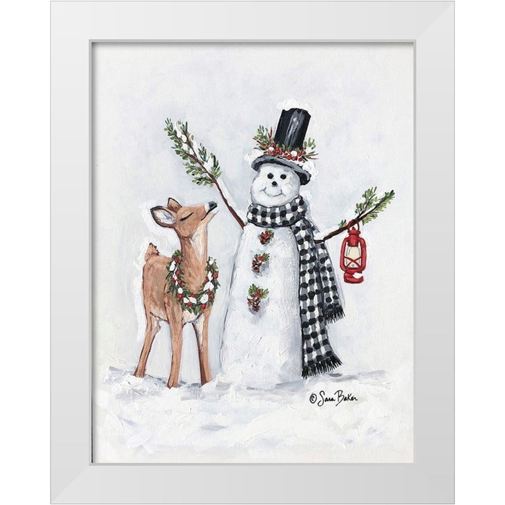 Baker, Sara 15x18 White Modern Wood Framed Museum Art Print Titled - Frosty Friends I - Walmart.com