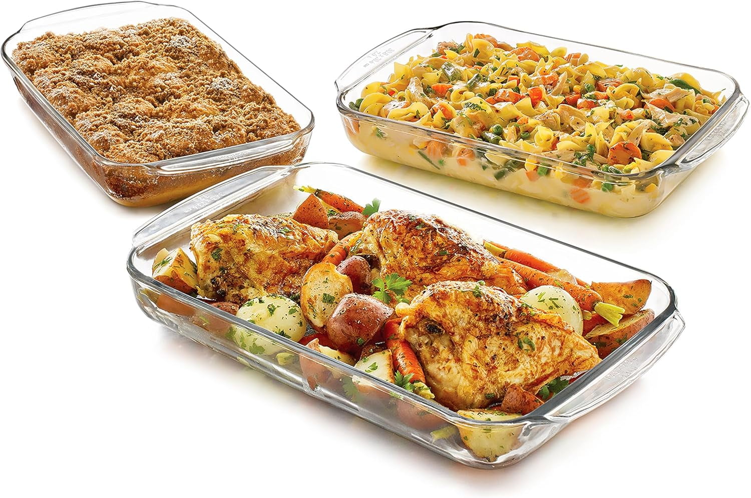 Baker’s Basics 5 Piece Glass Baking Dish Set with 1 Lid, Stackable ...