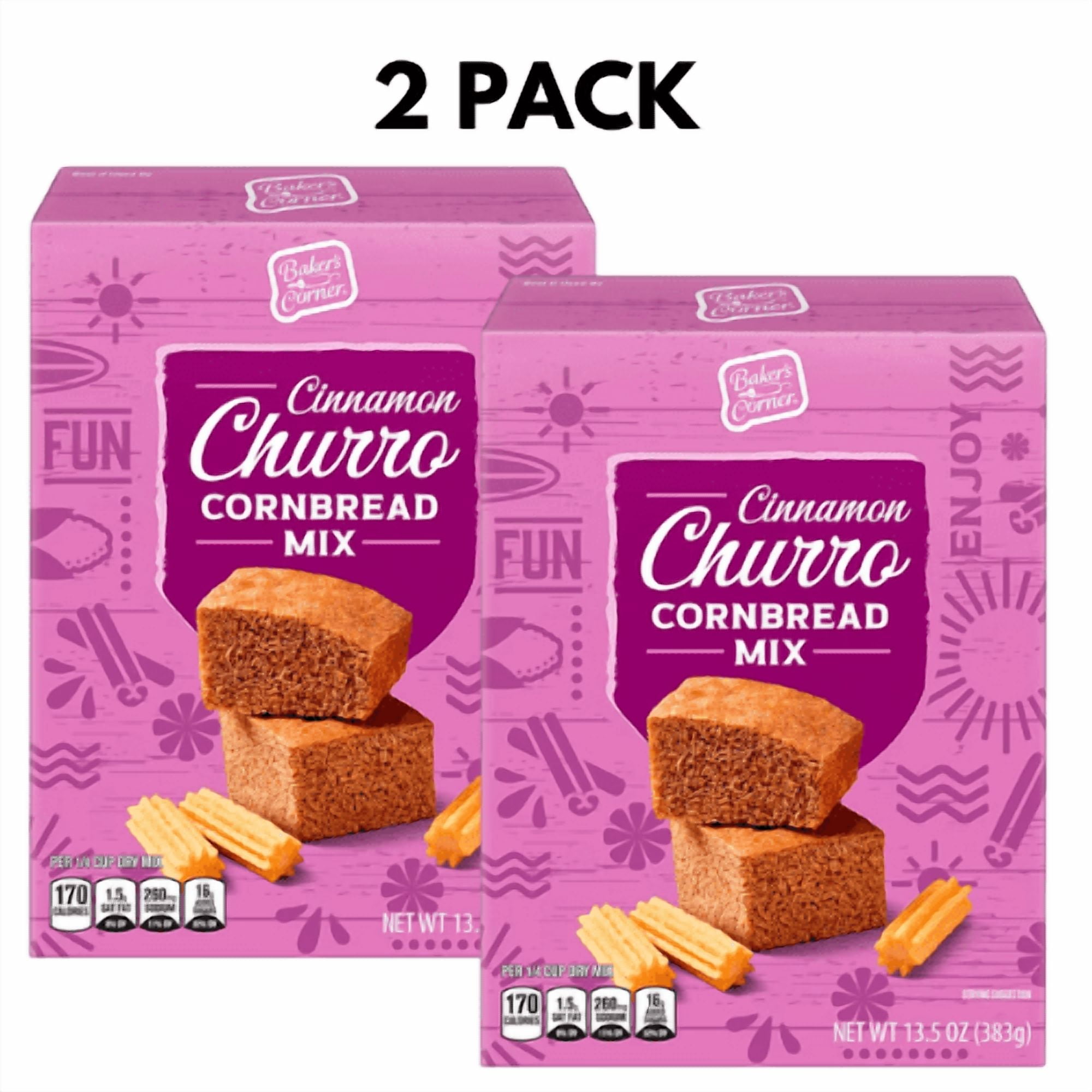 Baker's Corner Cinnamon Churro Cornbread Mix 2 Pack 13.5 oz - Walmart.com