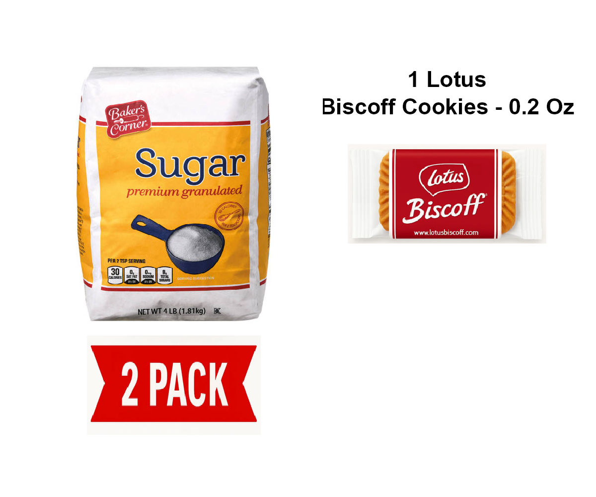 Baker's Corner Granulated Sugar, 4 lb - Pack of 2 & Lotus Biscoff ...