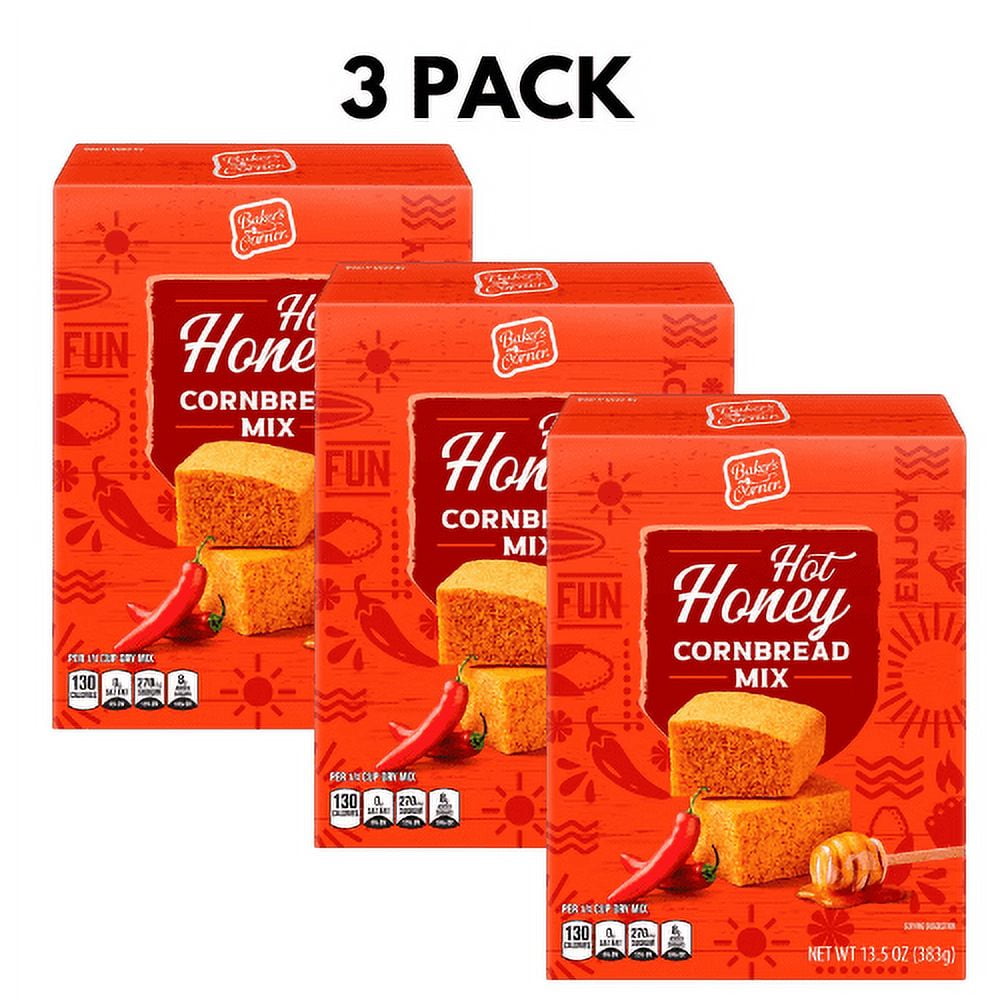 Baker's Corner Hot Honey Cornbread Mix 3 Pack 13.5 OZ - Walmart.com