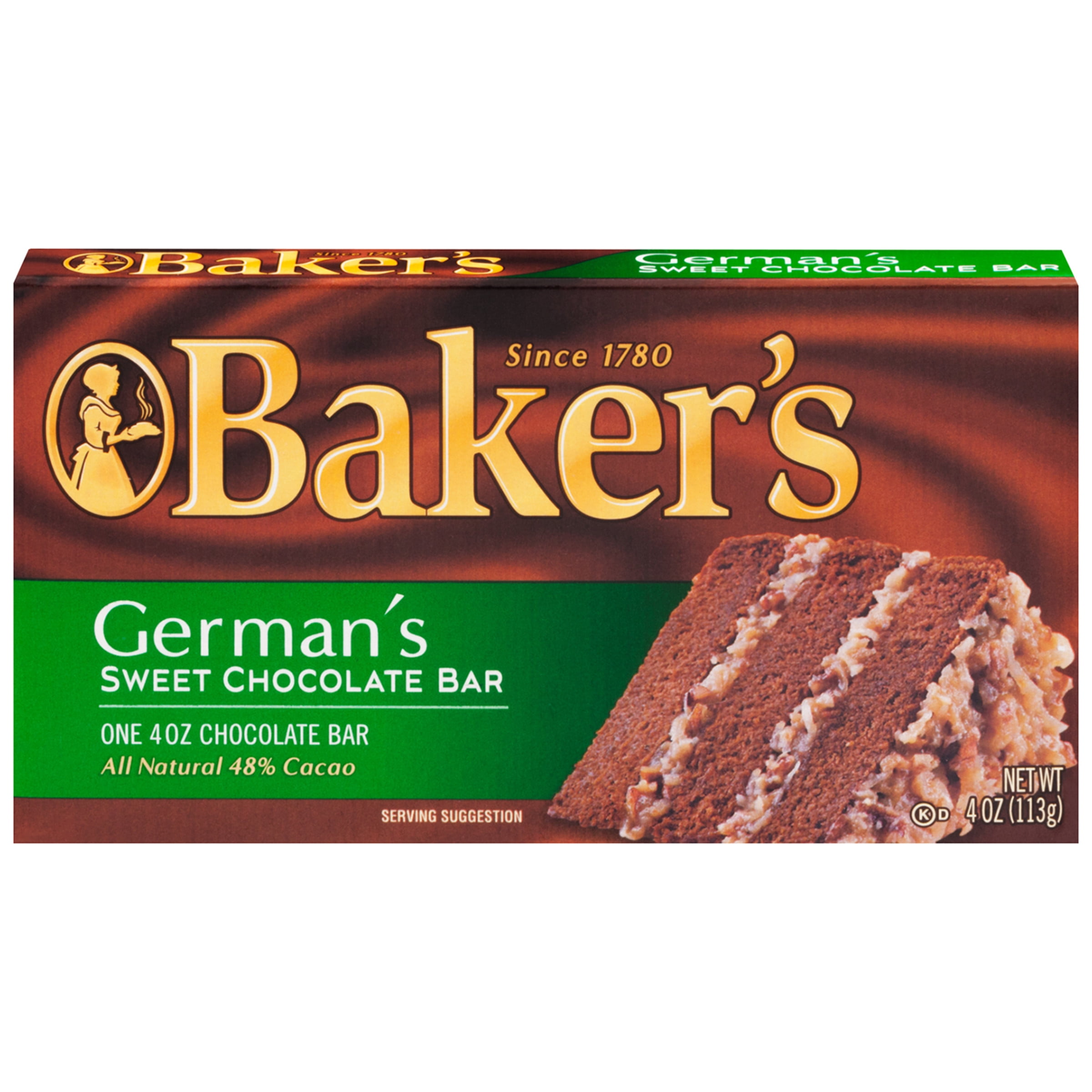 Baker's German's Sweet Chocolate Bar 4 oz Box - Walmart.com