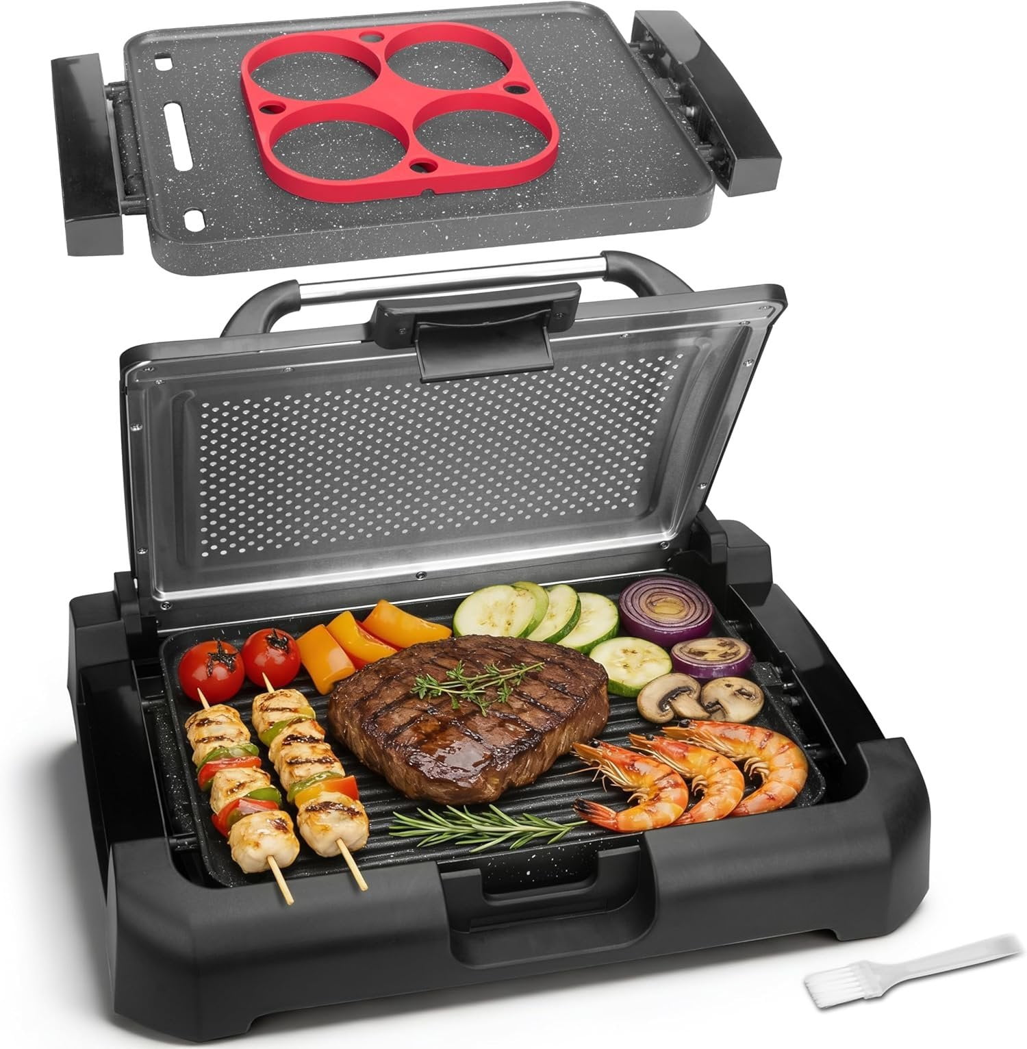 Baker's Indoor Searing Grill & Griddle, Electric Griddle with 2 in 1 ...
