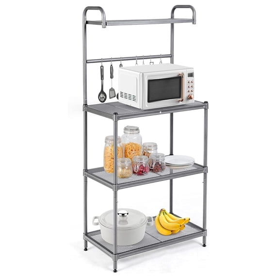 Baker's Rack, 4 Tier Metal Microwave Oven Stand, Kitchen Utility ...