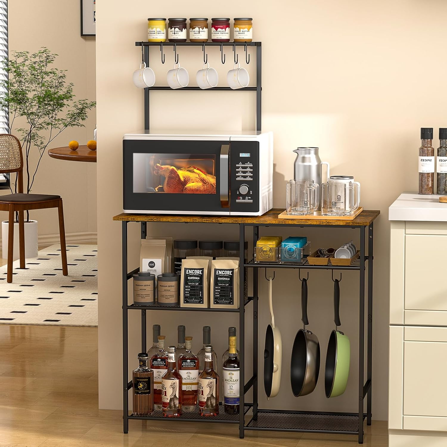 Baker's Rack for Kitchen with Storage, Microwave Stand Adjustable ...