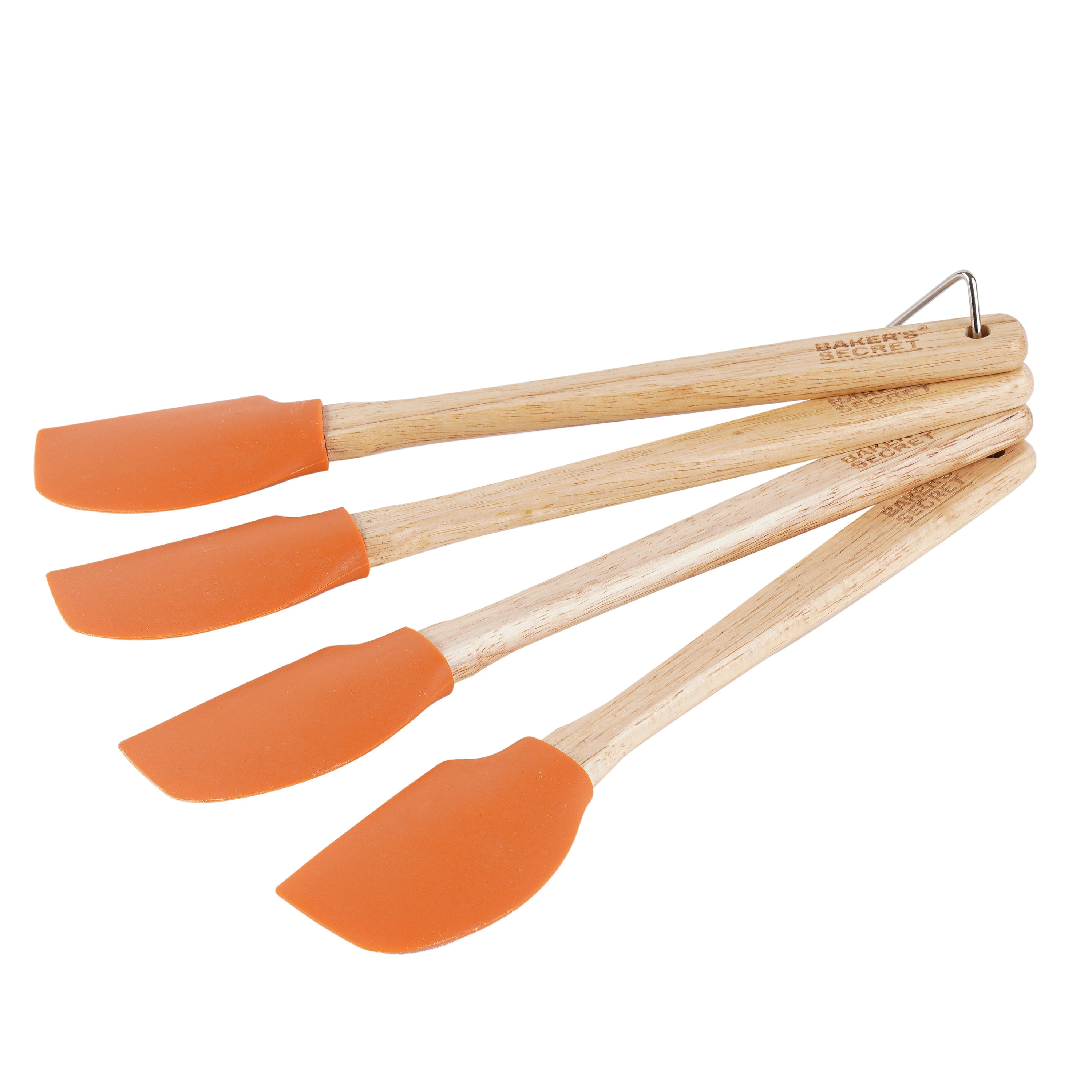 Baker's Secret - 4pcs Silicone Spatula set 12", Wooden Handle with ...