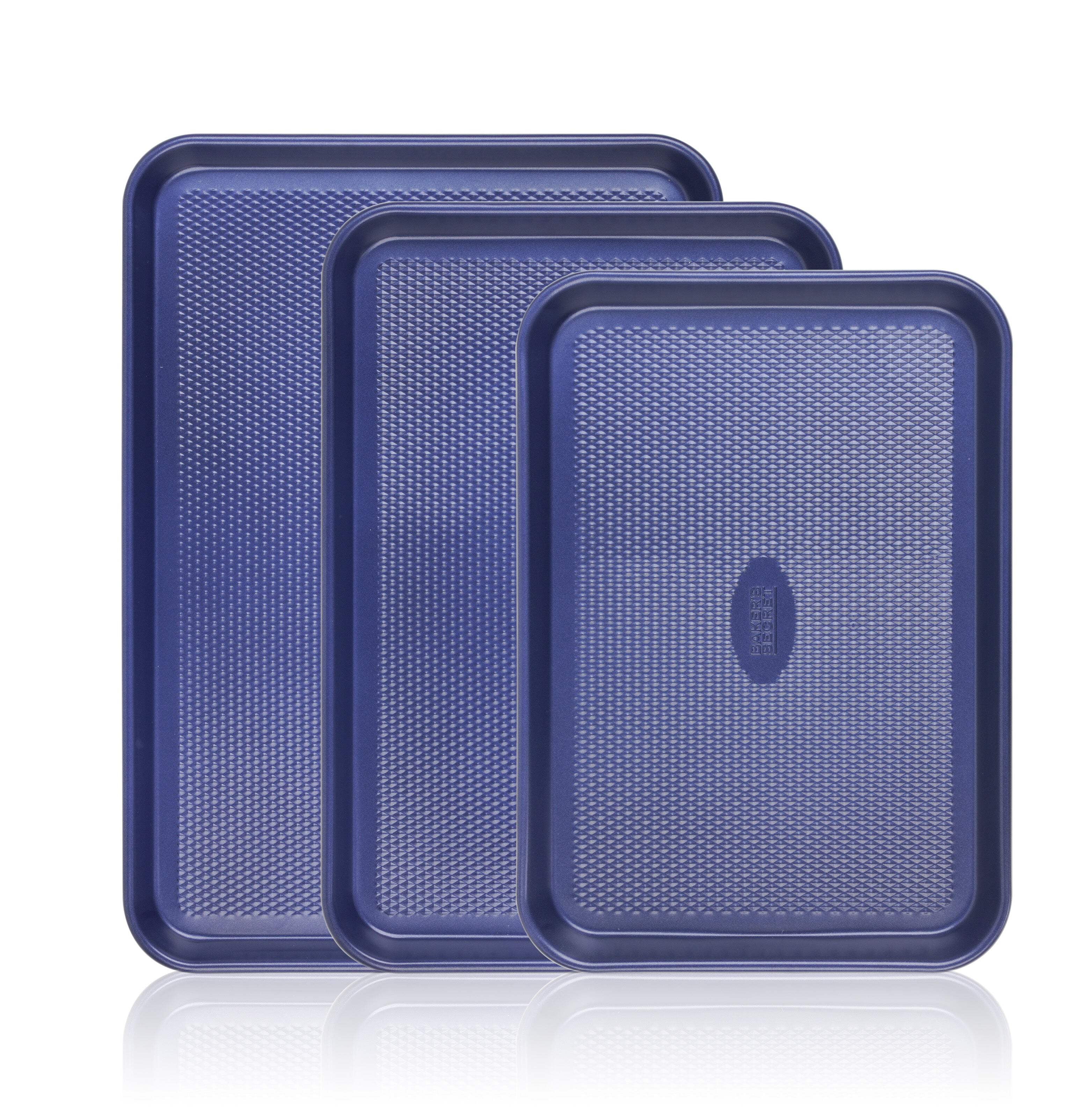 Baker's Secret Baking Sheet Pan Set, 3x Cookie Sheets for Oven, Diamond ...