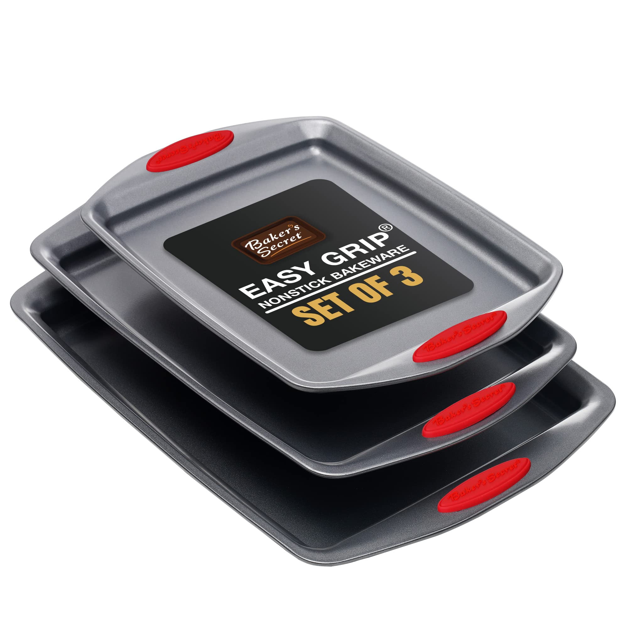 Baker's Secret Baking sheets for Oven - Bakeware Set of 3 Cookie Sheets ...