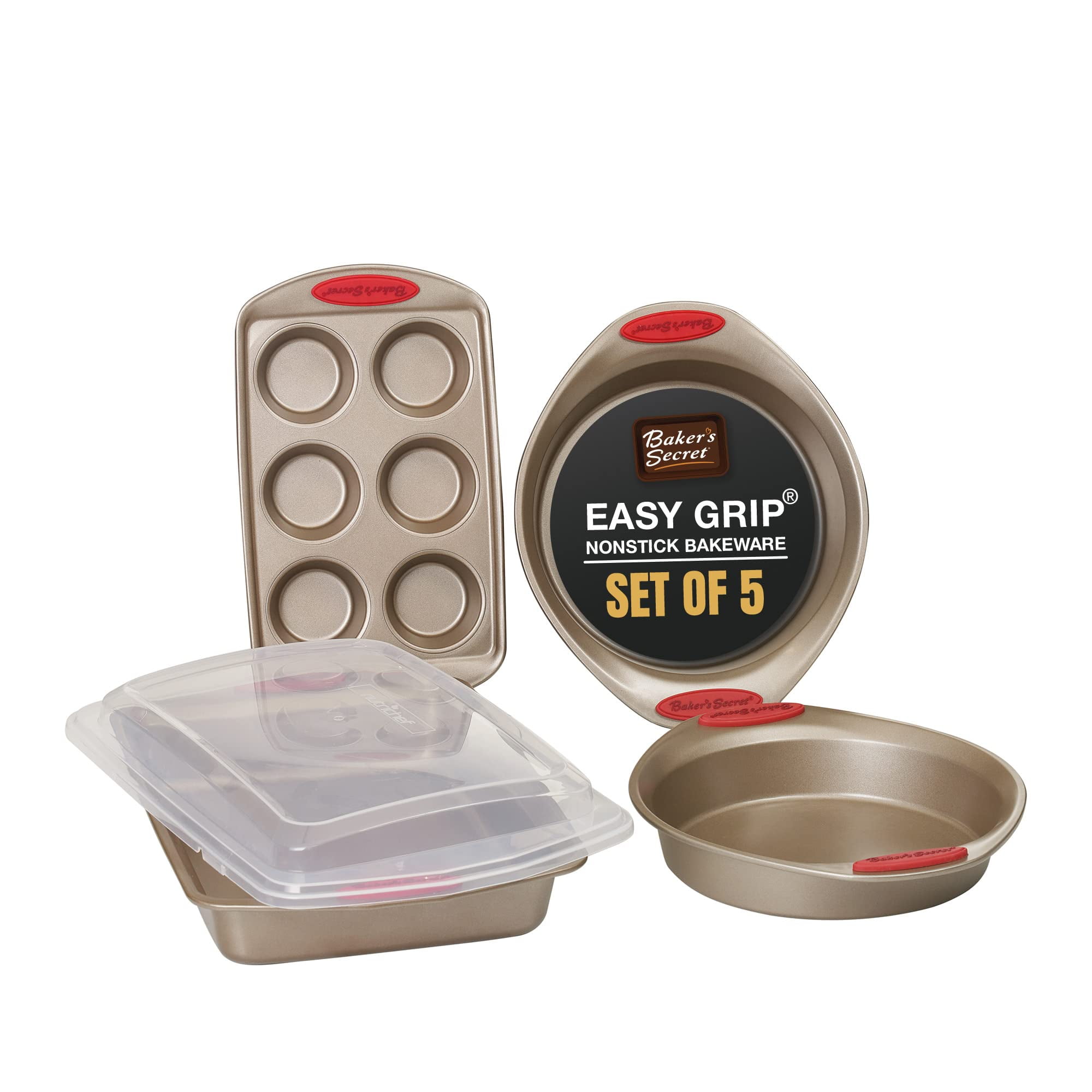 Baker's Secret Bakeware Sets - 5 Pieces Baking Pans Set with Grip ...