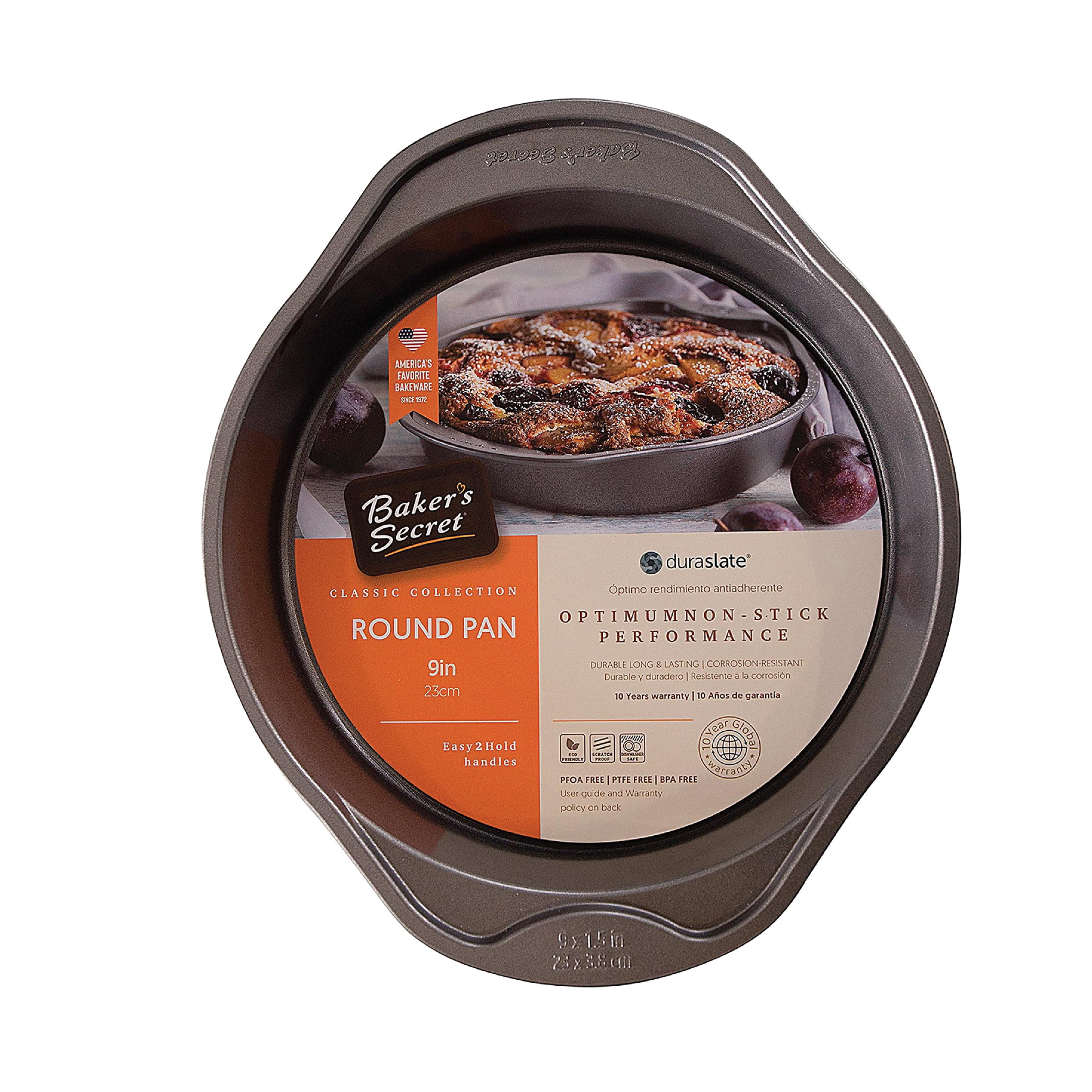 Baker's Secret Nonstick Round Cake Pan 9", Carbon Steel Pan with ...