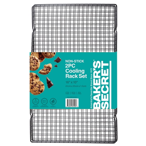 Baker's Secret Nonstick Carbon Steel Rectangular Cooling Racks, 16" x ...