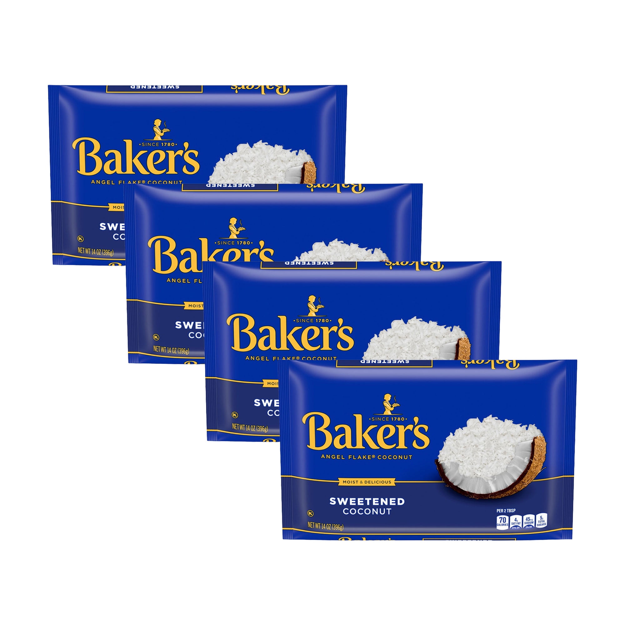 Baker’s Sweetened Angel Flake Coconut, 14 oz Bag (Pack of 4) - Walmart.com