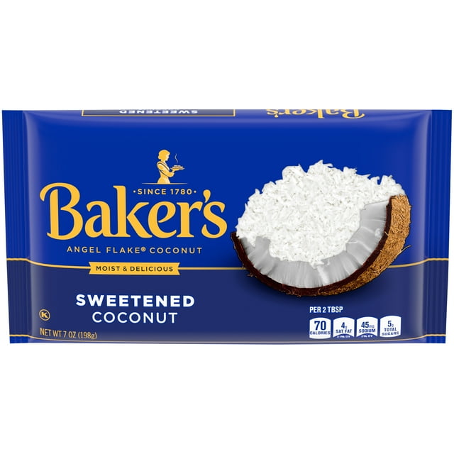 Baker’s Fresh Sweetened Angel Flake Coconut, 7 oz Bag - Walmart.com