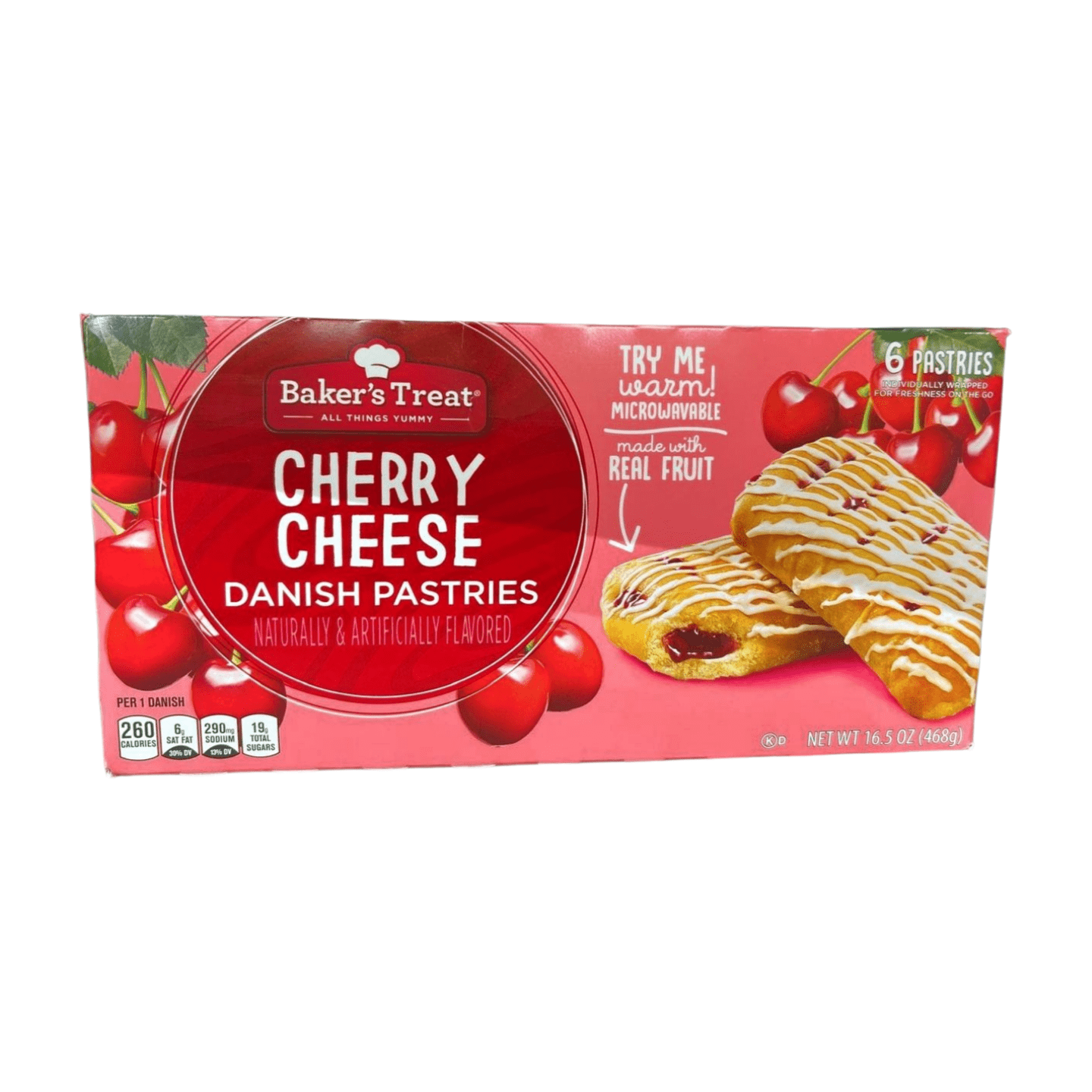 Baker's Treat Cherry Cheese Danish, 16.5 oz, 6 counts. - Walmart.com