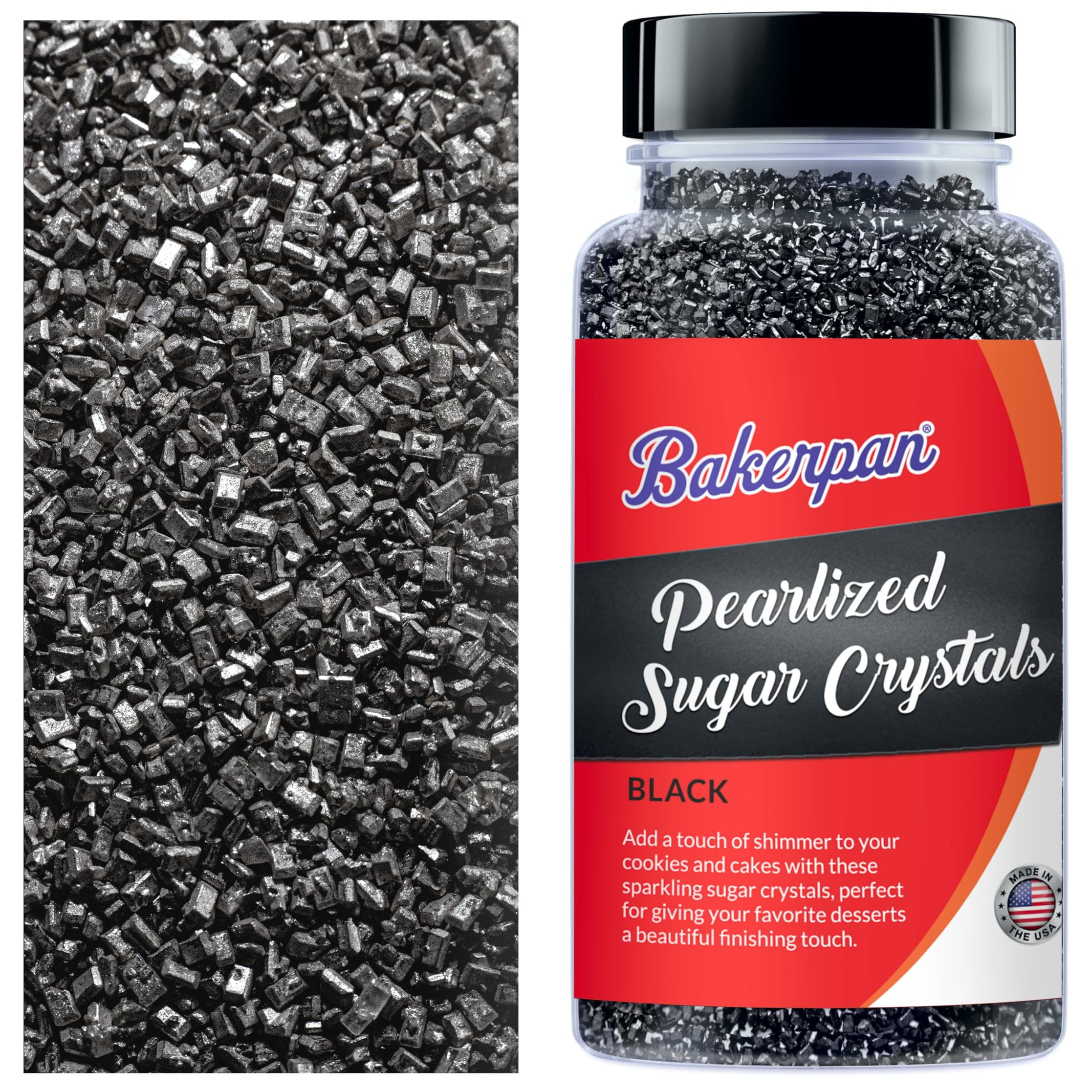 Bakerpan Pearlized Sugar Sprinkles - 5 Ounce Black Sparkling Sugar for ...