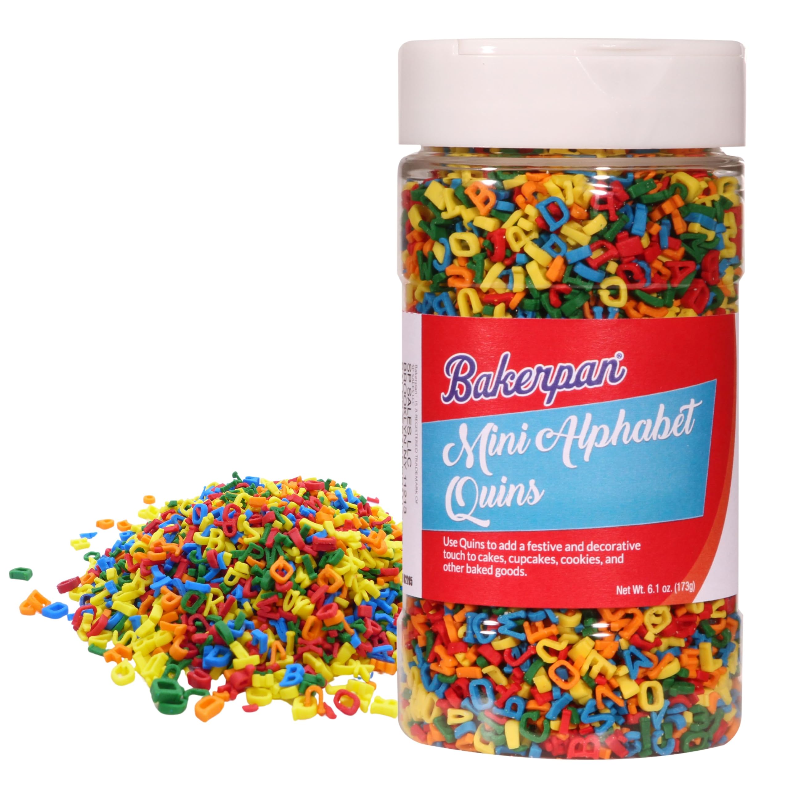 Bakerpan Quins Alphabet Sprinkles BDF32 for Cake Decorating - 6.1 ...