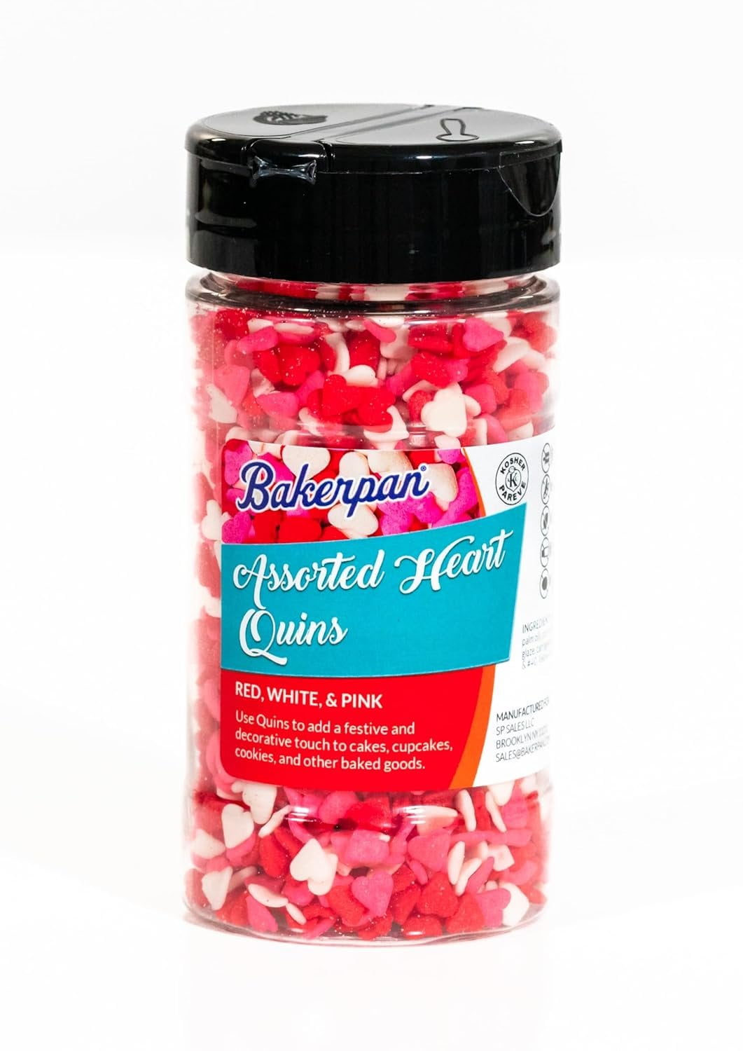Bakerpan Quins Sprinkles For Cake Decorating - Assorted Colors Heart Quins 4 Ounces - Heart ...