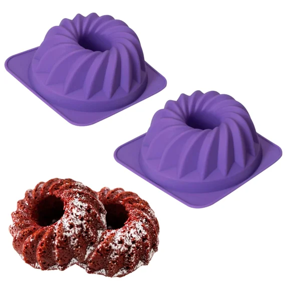 Bakerpan Silicone Mini Fluted Cake Pan, 4 3/4 Inch Mini Cake Mold - Set ...