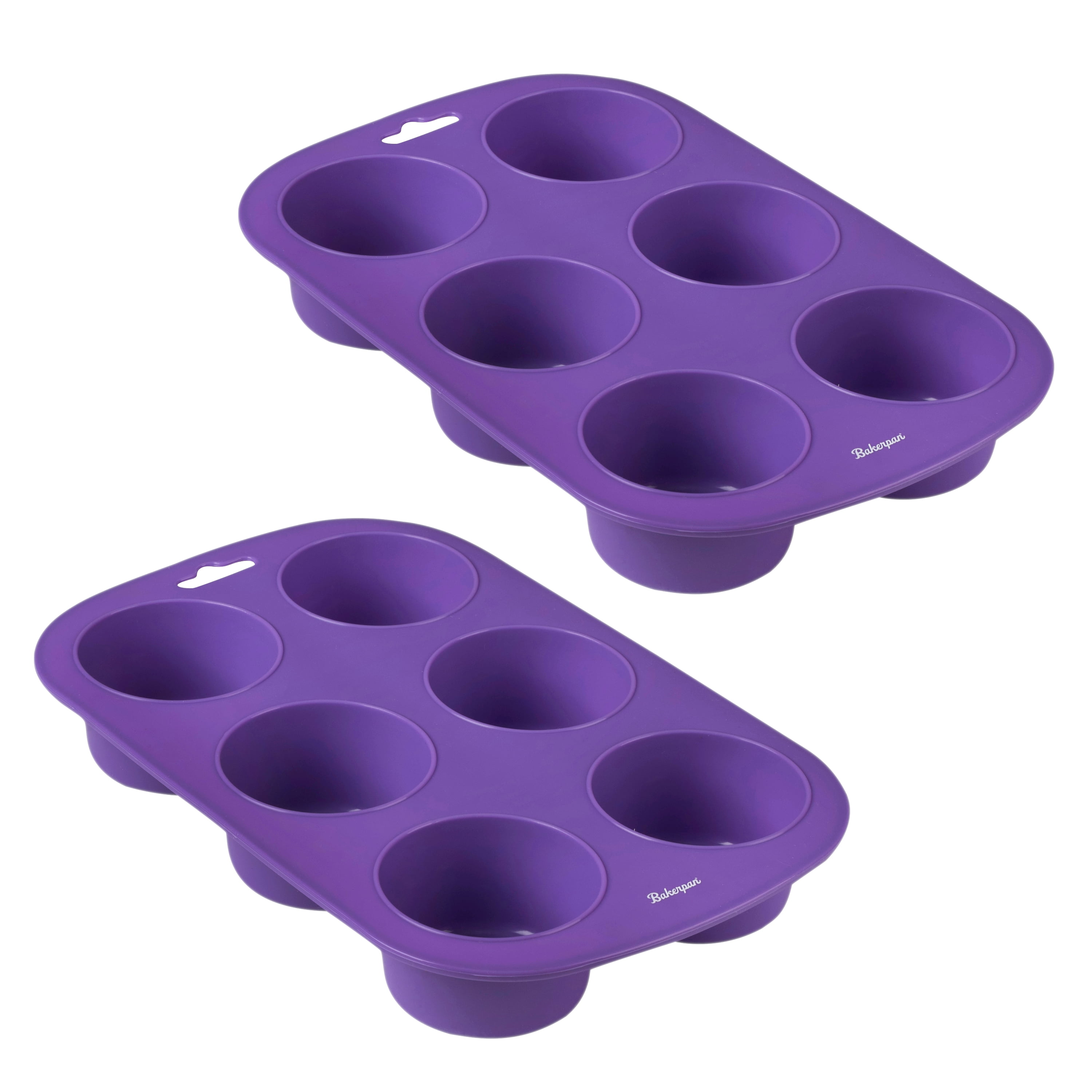 Bakerpan Silicone Muffin Pans for Baking - 6-Cup Nonstick Cupcake Pan ...