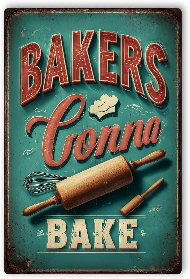 Bakers Gonna Bake Metal Poster by DC | Vintage Tin Sign Wall Art for ...