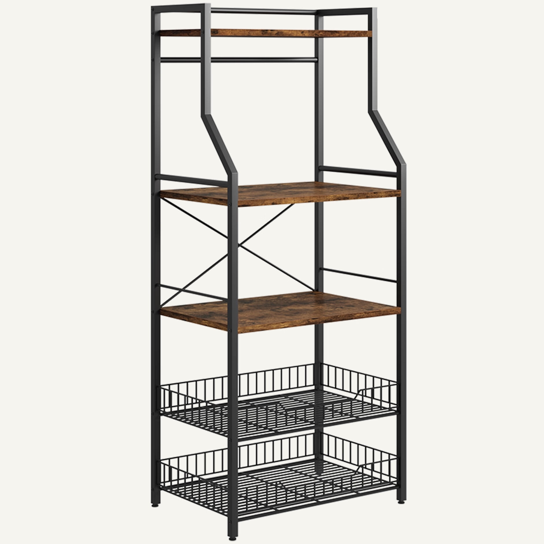 Bakers Rack, Farmhouse Microwave Oven Stand with 2 Large Metal Wire ...