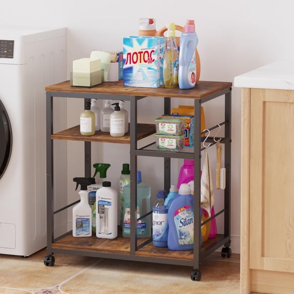 Bakers Rack Kitchen Microwave Cart, Rolling Kitchen Cart with Lockable ...