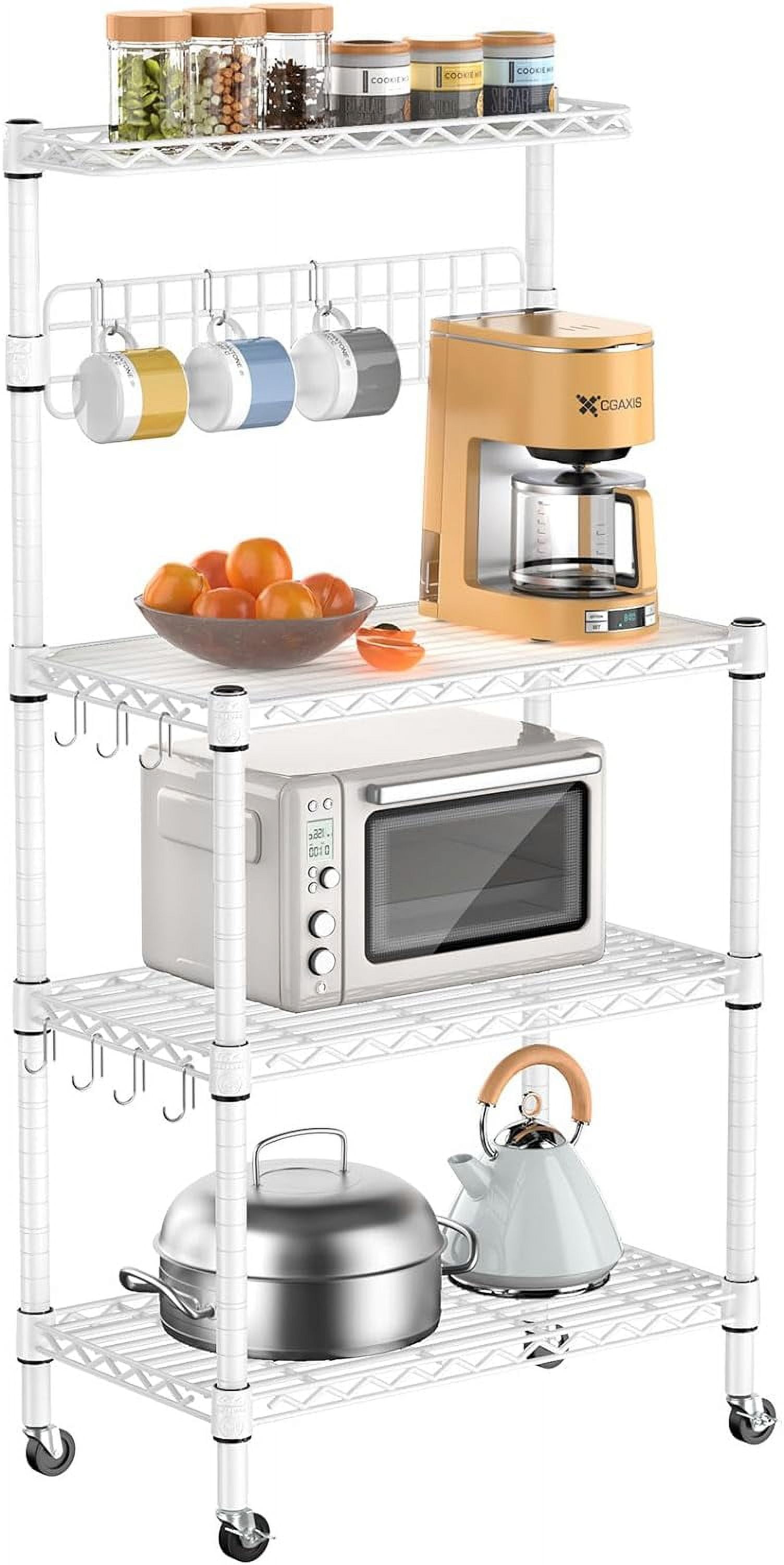 Bakers Rack for Kitchen with Storage, NSF Certified 4-Tier Adjustable ...