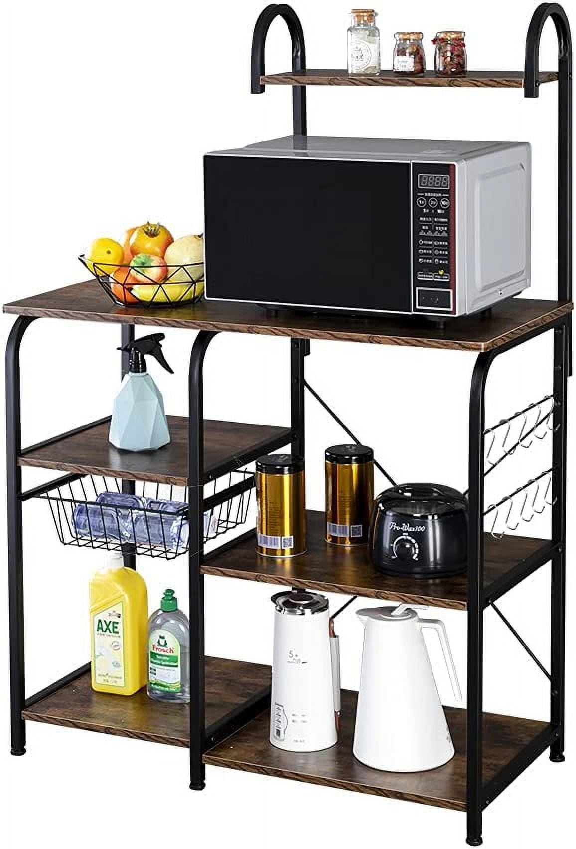 Bakers Rack Microwave Stand Kitchen Cart, Microwave Cart Kitchen Shelves for Spice Rack ...