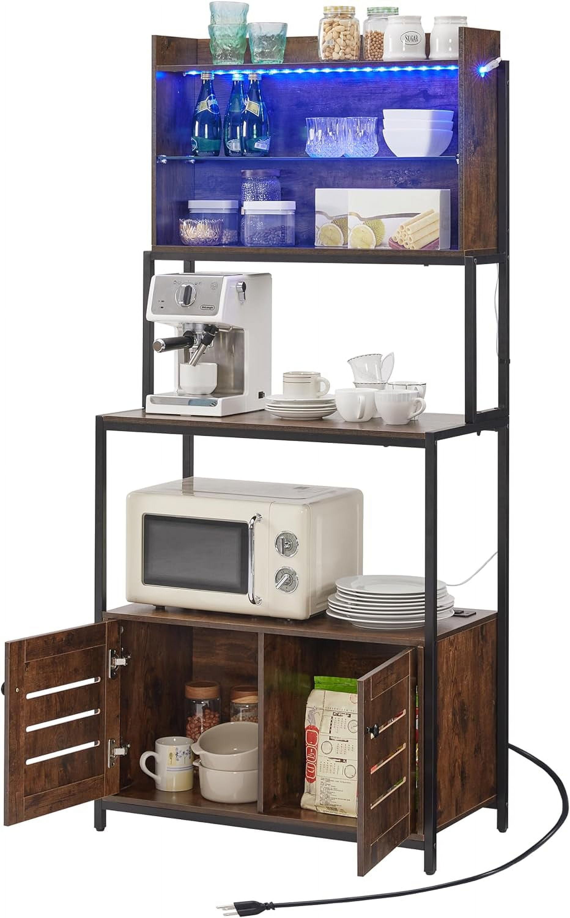 Bakers Rack with Power Outlet, 6-Tier Microwave Stand with Storage ...