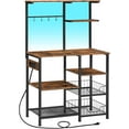 Bakers Rack with Power Outlet and LED Light 6-Tier Microwave with Wire ...