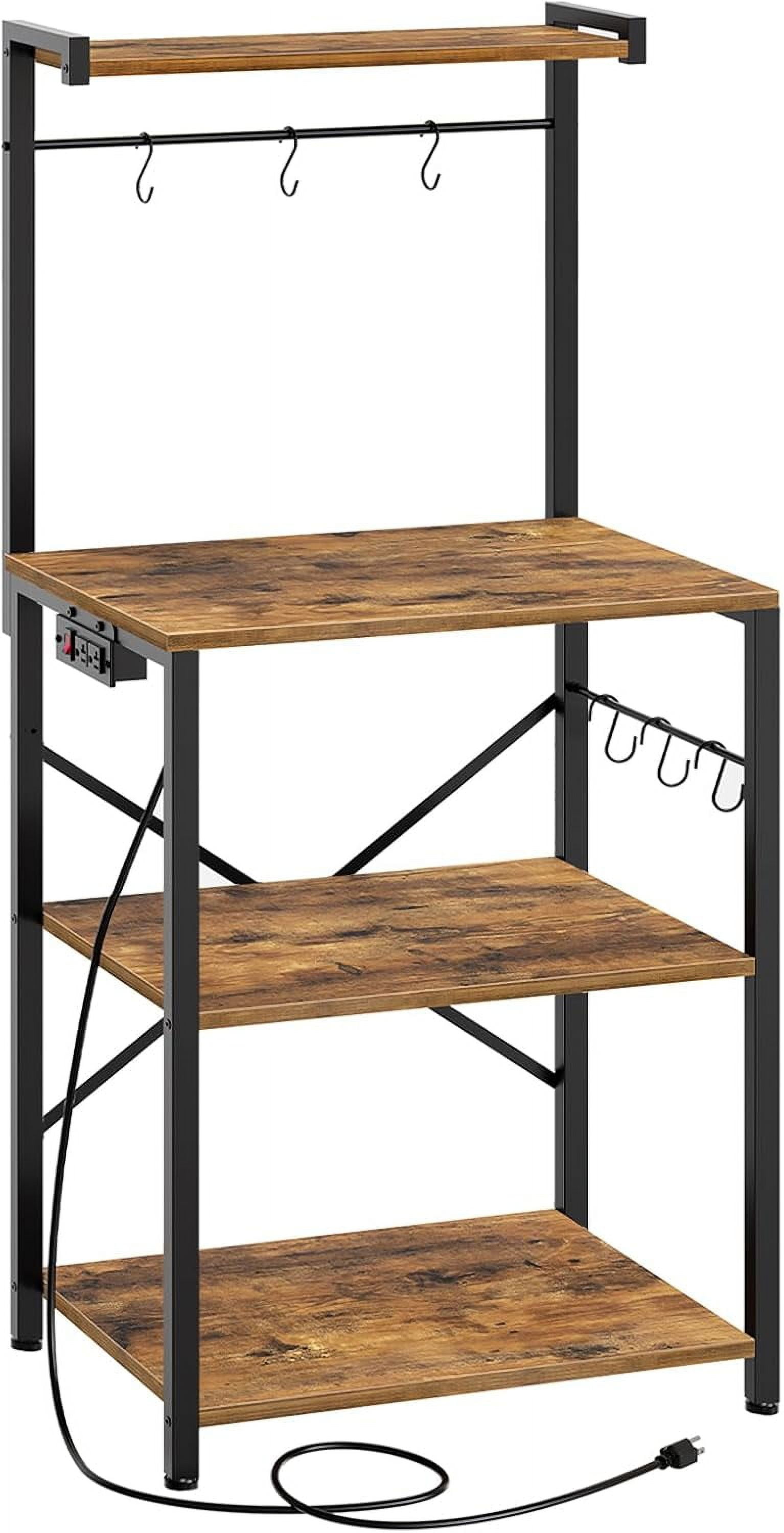 Bakers Rack with Power Outlets, 4 Tier Microwave Stand, Coffee Bar ...