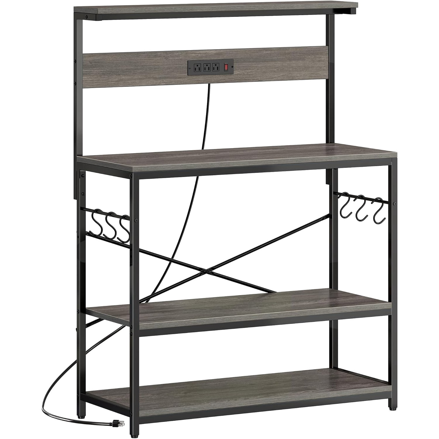 Bakers Rack with Power Outlets, Microwave Stand, 39.4 X 14.3 Inch ...