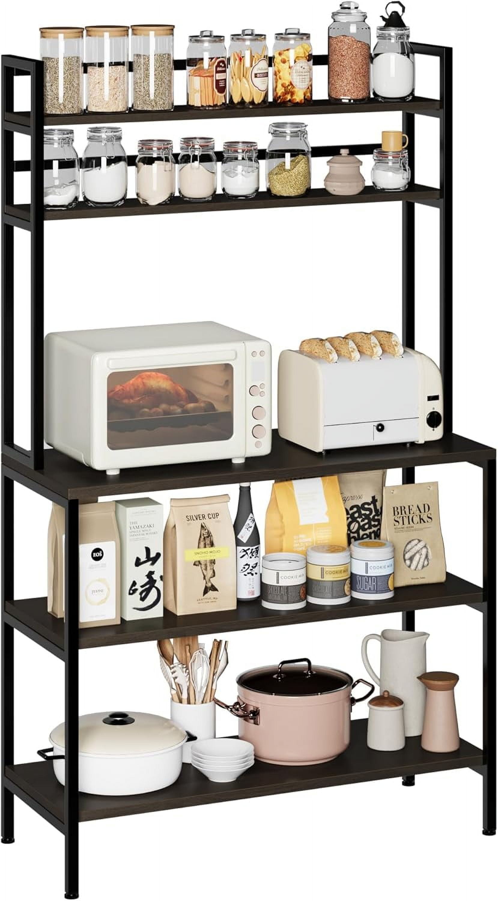 Bakers Rack with Storage, 5-Tier Free Standing Kitchen Shelves, Coffee ...