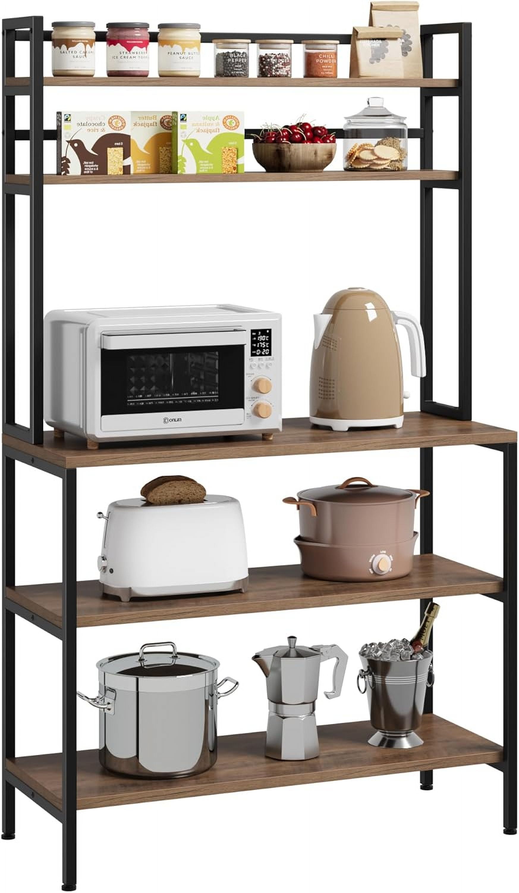 Bakers Rack with Storage, 5-Tier Free Standing Kitchen Shelves ...