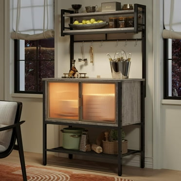 43Inch Wide Large Bakers Rack with Power Outlet, Kitchen Microwave ...