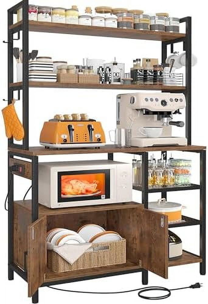 Bakers Rack with Storage Cabinet Coffee Bar Cabinet Bakers Rack with ...