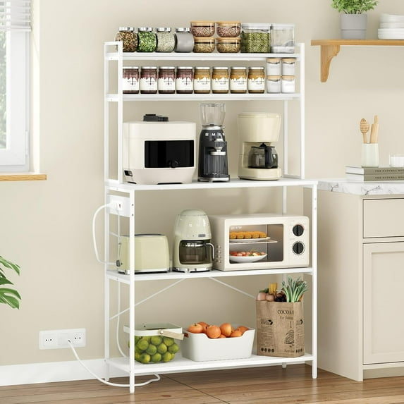 Bakers Rack with Electrical Outlets, Large 5-Tier 39 Inch Microwave ...