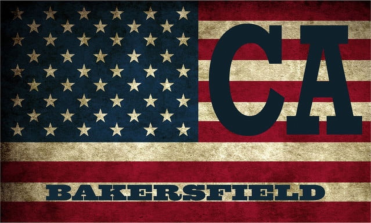 Bakersfield CA California Kern County Vintage US Flag Decal Bumper ...