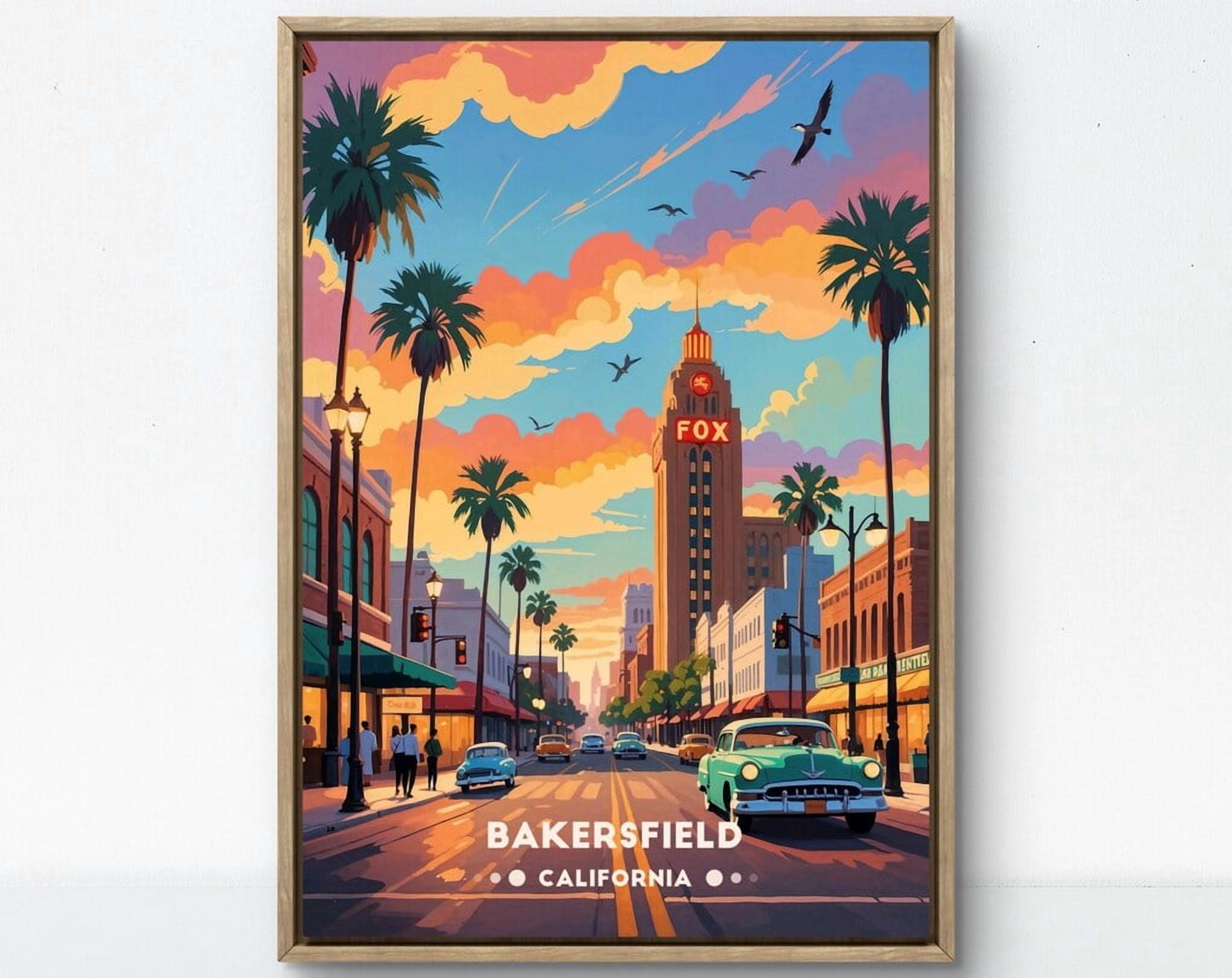 Bakersfield Poster California City Print Fox Theater Wall Art Retro ...