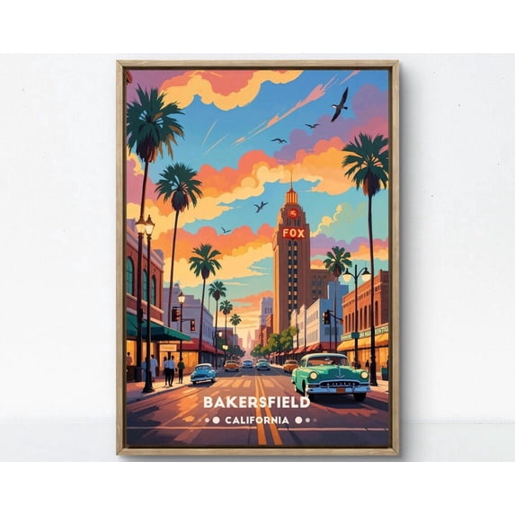 Bakersfield Poster California City Print Fox Theater Wall Art Retro ...