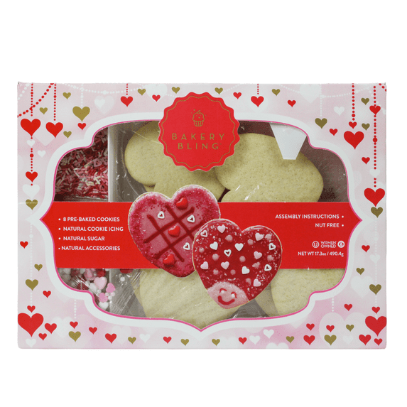 Bakery Bling Valentine’s Day Cookie Decorating Kit, All Natural, Heart ...