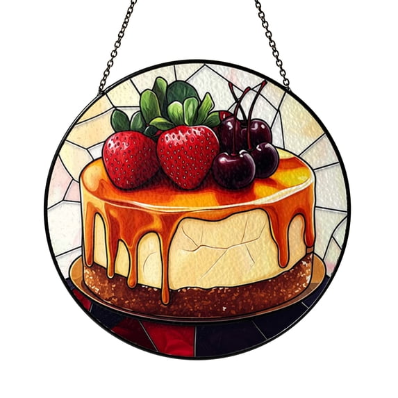Bakery Cheesecake Treat Scene Stained Glass Style Window Suncatcher ...