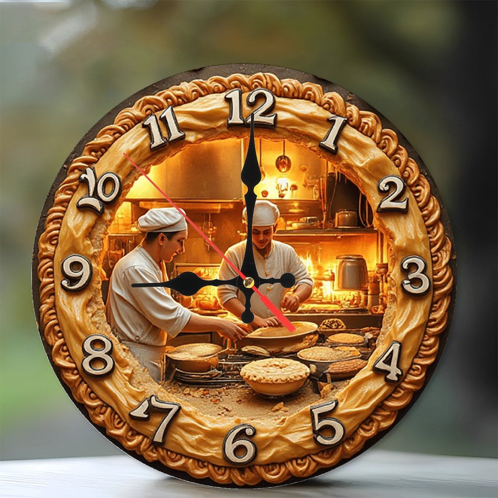 Bakery Chefs Clock Wall Decor Artisan Bread Pastry 10-Inch Silent ...