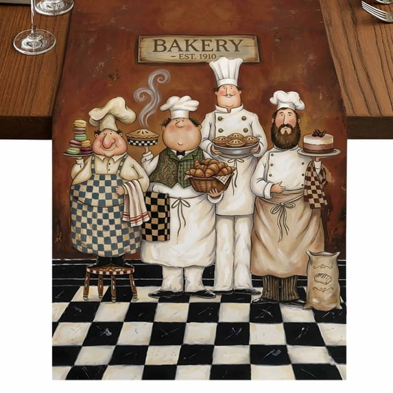 Bakery Chefs Vintage Burlap Cotton Table Runner 13x60 Inches Long ...