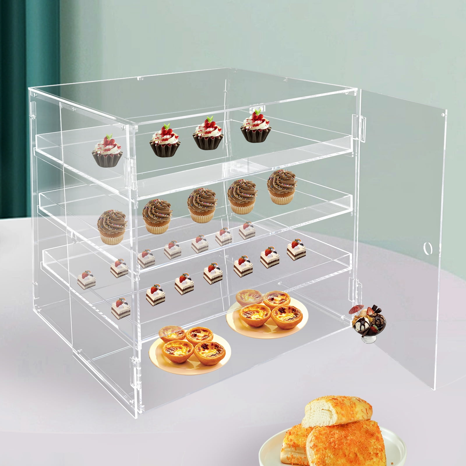 Bakery Display Case with Magnetic Lock, Stainless Steel Hinges, and 3 ...