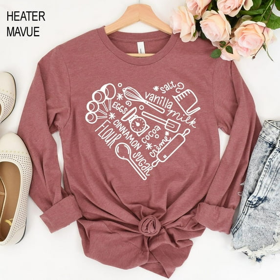 Bakery Heart Sweatshirt, Baking Lover Sweatshirt, Baking T-Shirt, Baker Shirts, Baking S, Love ...