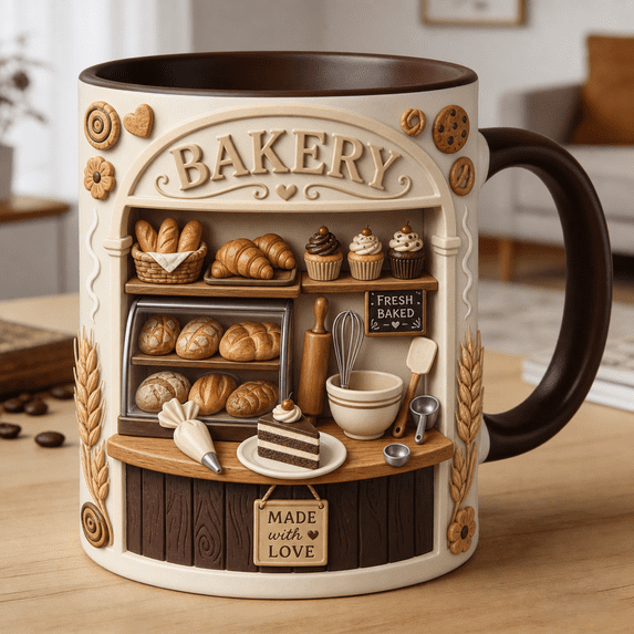 Bakery Shop Mug Cute Fresh Baked Coffee Cup Gift for Bakers & Pastry ...
