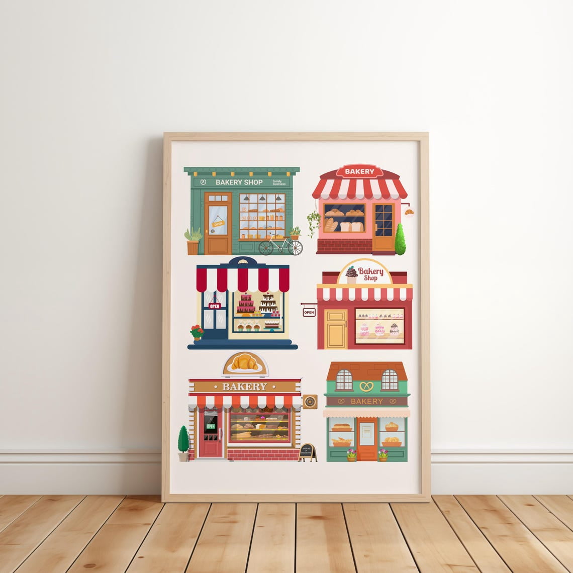 Bakery Storefront Illustration Print, Unframed Paper Poster 11x14in ...
