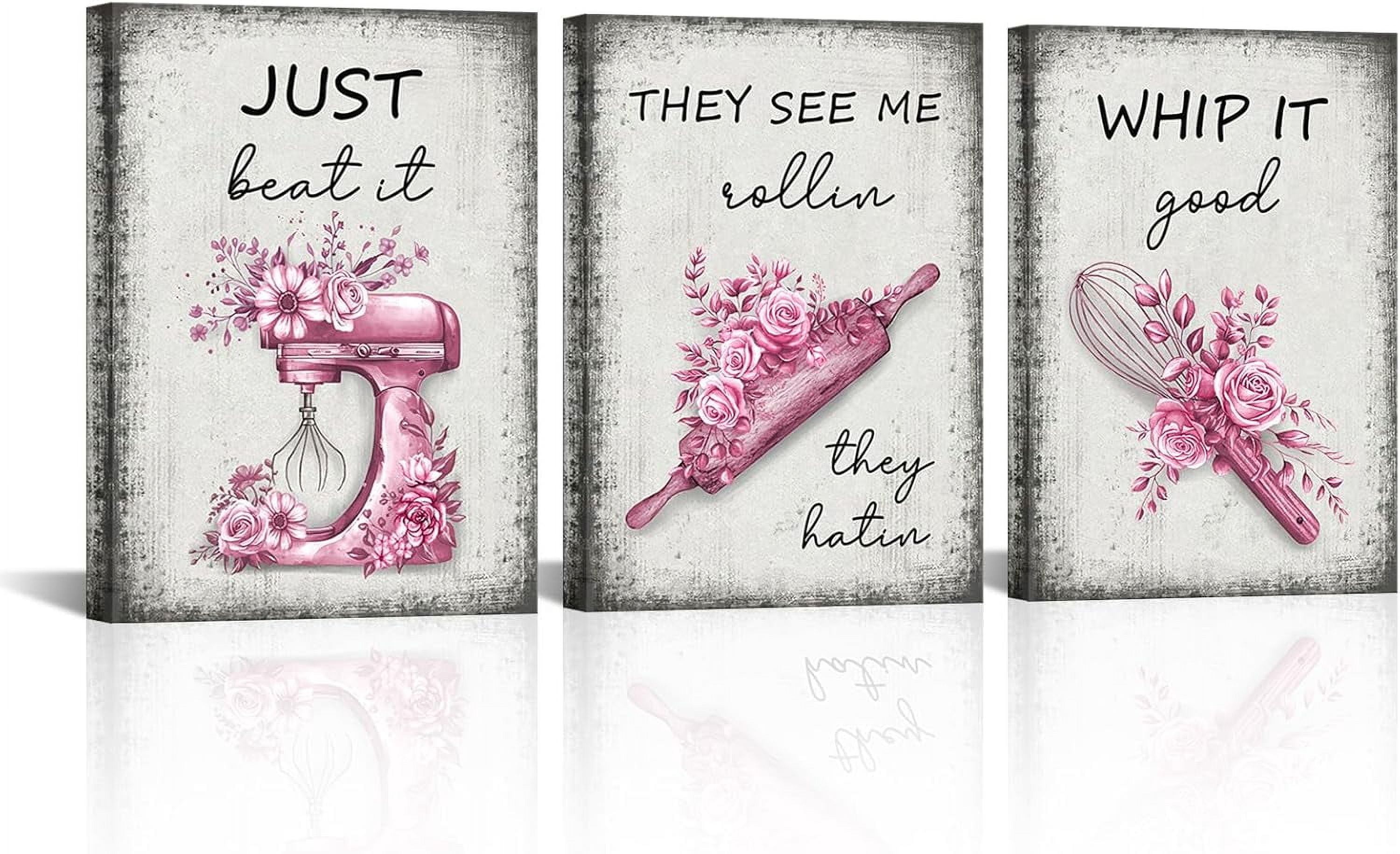 Bakery Wall Art Pink and Grey Kitchen Picture Prints on Canvas Bakery ...