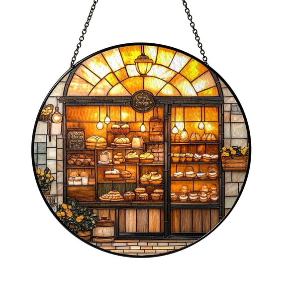 Bakery Window Display Stained Glass Suncatcher Window Hanging Decor ...